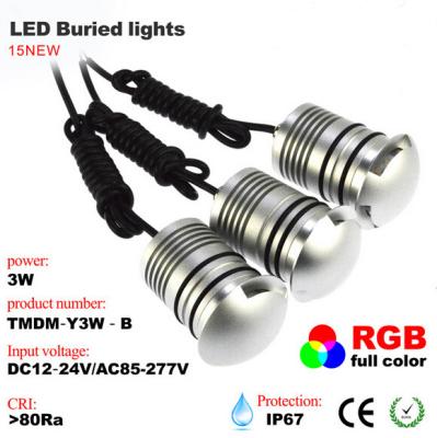 China Outdoor 3W LED Buried Light RGB full color lawn, ground, park LED spotlight square lamp for sale