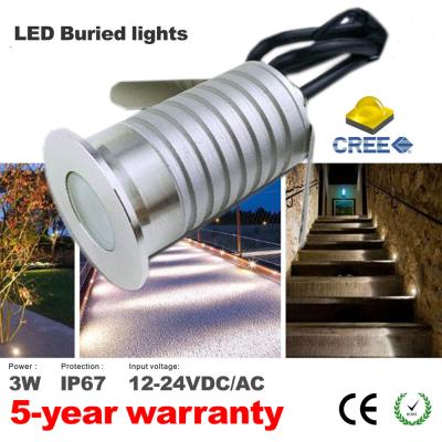 China Small Led Patio Lights Decking Lights 3W IP67 Waterproof Recessed Led Inground Light Low Voltage Landscape Lighting for sale