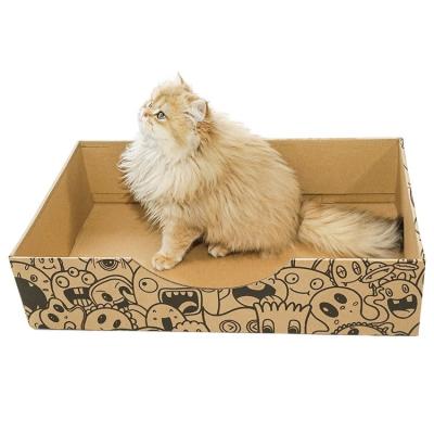 China Multi Cat Resting Box Convenient Disposable Cat Litter Tray with Scratching Cardboard for sale