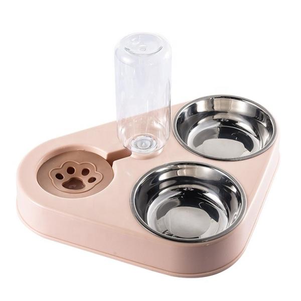 Quality Large Small 3 in 1 Raised Pet Feeder 2 Stainless Steel Bowls and Automatic Water Bowl for sale