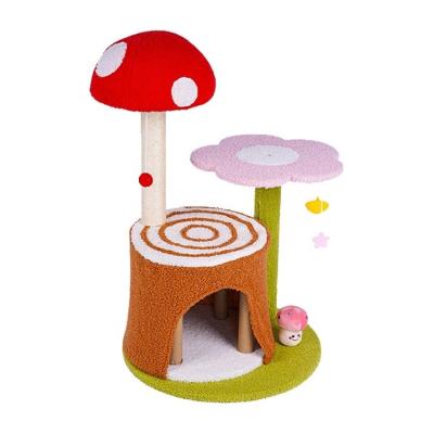 China Cat Scratching Post and Hanging Toys Mushroom Cat Tree House for Living Room Cats for sale