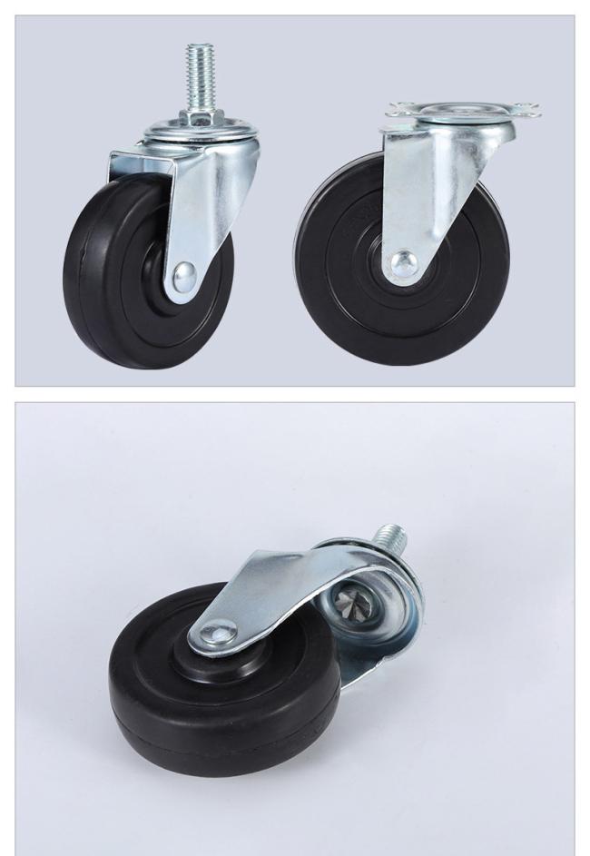 1in 1.5in 2in 2.5in Light Duty Furniture Rubber Black Swivel Caster
