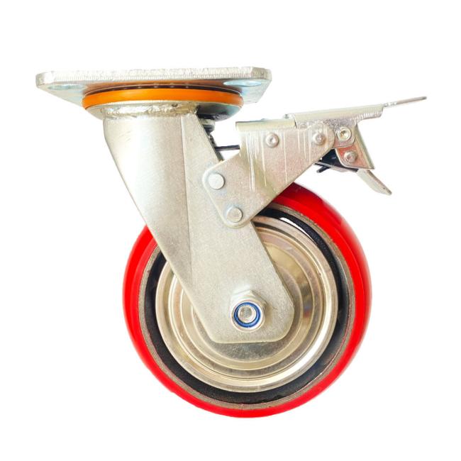 Heavy Duty Red PU Wheel Rion Core Caster Wheel