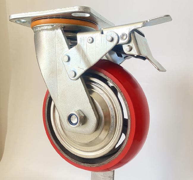 Heavy Duty Red PU Wheel Rion Core Caster Wheel