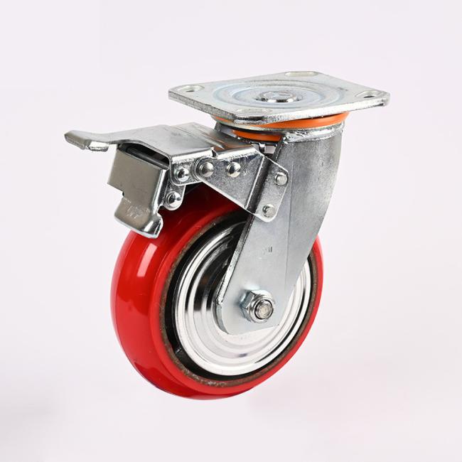 Heavy Duty Red PU Wheel Rion Core Caster Wheel