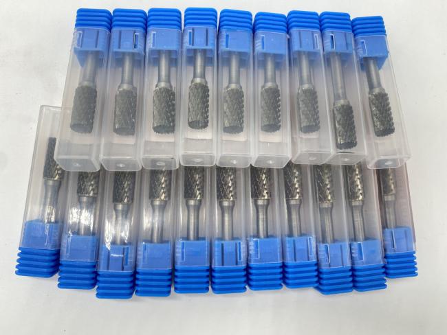 Sn-5 Shape N 1/8" Shank Diameter 1/4" Head Diameter Solid Double Cut 28 Degree Carbide Inverted Cone Burr Drill