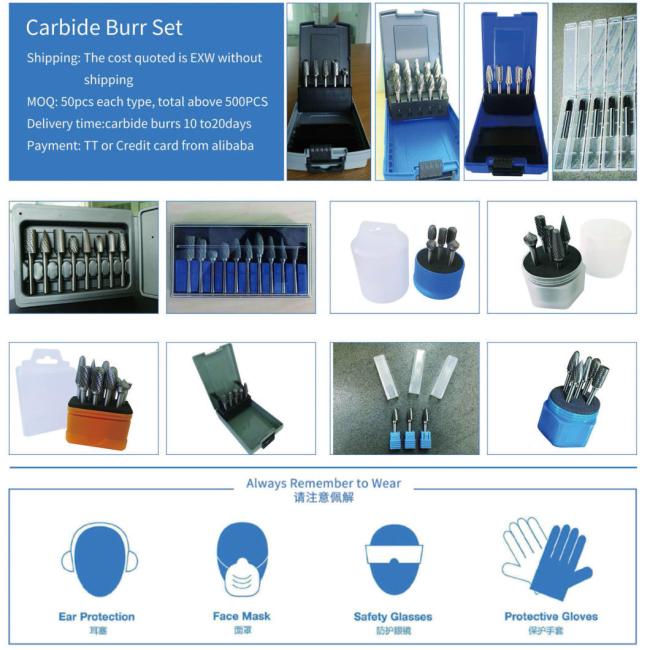 6mm 1/4inch Shank Diameter Double Cut Solid Cutting Tools Grinding Cutter Cylinder Shape Burs Tungsten Rotary Carbide Burr