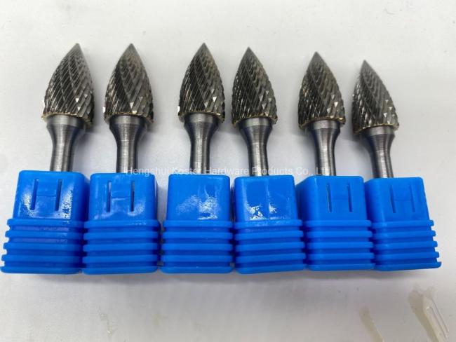 6mm Shank Diameter Double Cut Tree Shape with Pointed End Solid Cone Shape Bur Tungsten Rotary Carbide Burr