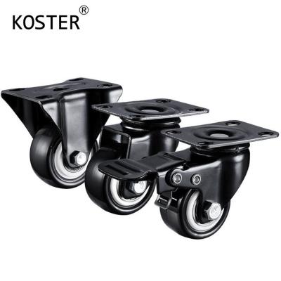 Cina 110 kg carico 75 mm 3 pollici 100 mm 4 pollici Caster nero di poliuretano per l'industria carrozza ruota in vendita
