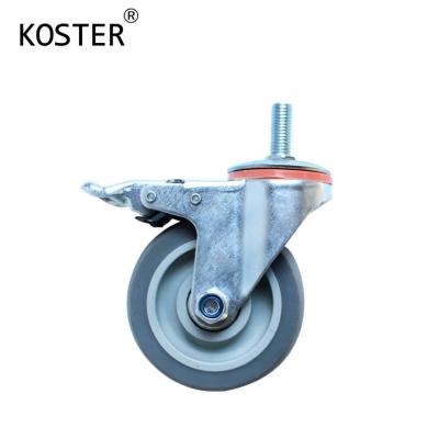 Cina 75mm/100mm/125mm Trolley per l'industria Grigio poliuretano plastica ruota a rotaia con freno in vendita