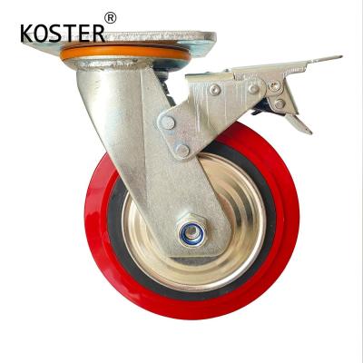 China Rueda de rueda de ruedas de PU rojo de 400 kg para una maniobra fácil y una construcción duradera en venta