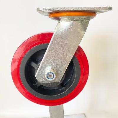 China 400 kg zware rode PU-wiel voor makkelijk manoeuvreren en duurzame constructie Te koop
