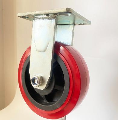China 400 kg zware rode PU-wiel voor makkelijk manoeuvreren en duurzame constructie Te koop