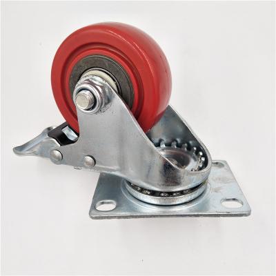 Cina 3 4 5 pollici rosso PVC Castor Stem Girante Trolley ruota Casters liscia e flessibile Girante in vendita