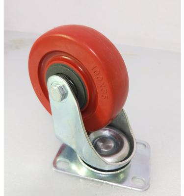 Cina 3 4 5 pollici rosso PVC Castor Stem Girante Trolley ruota Casters liscia e flessibile Girante in vendita