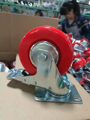 Cina 3 4 5 pollici rosso PVC Castor Stem Girante Trolley ruota Casters liscia e flessibile Girante in vendita