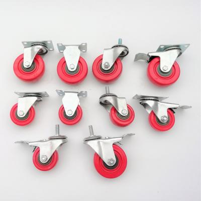 Cina 3 4 5 pollici rosso PVC Castor Stem Girante Trolley ruota Casters liscia e flessibile Girante in vendita