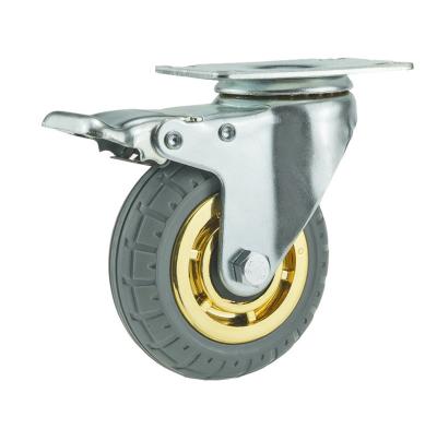 Cina 103mm/128mm/155mm Industria Duty Golden Wheel Free Rubber Plastic Trolley Valigie per la spazzatura in vendita