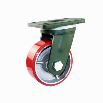 China 4/5/6/8 Zoll Schwerlast 1 Tonne Rot PU-Rad Eisenkern Rollrad mit rotierendem Rad zu verkaufen