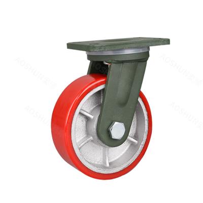 China 4/5/6/8 Zoll Schwerlast 1 Tonne Rot PU-Rad Eisenkern Rollrad mit rotierendem Rad zu verkaufen