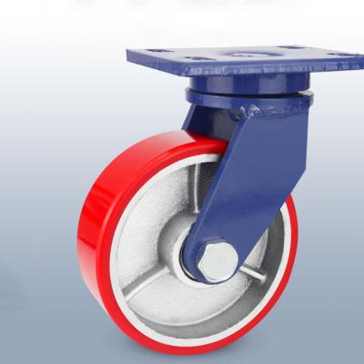 Cina 100mm/125mm/150mm/200mm Ruota di carrello pesante di carico elevato Ruota di ricino in PU rosso in vendita