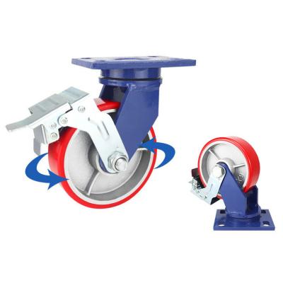 Cina 100mm/125mm/150mm/200mm Ruota di carrello pesante di carico elevato Ruota di ricino in PU rosso in vendita