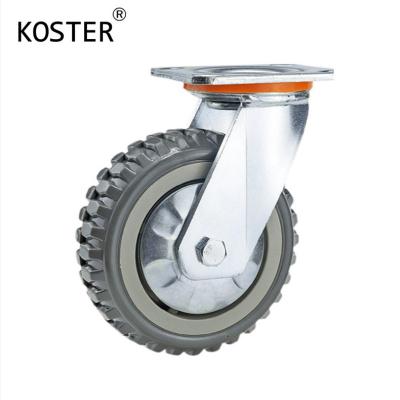 China 4 inch 5 inch 6 inch 8 inch 350 kg zware grey rubber free castor wiel dikte 50 mm Te koop