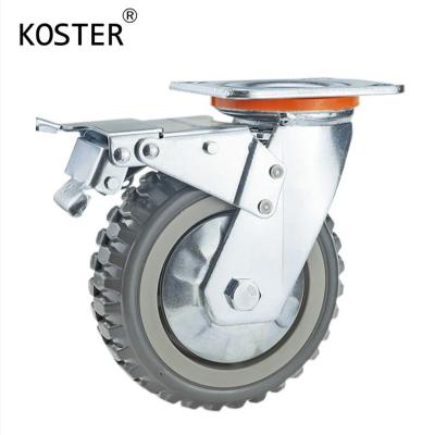 China 4 inch 5 inch 6 inch 8 inch 350 kg zware grey rubber free castor wiel dikte 50 mm Te koop