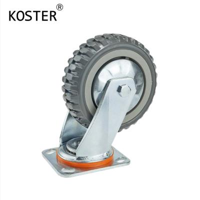China 4 inch 5 inch 6 inch 8 inch 350 kg zware grey rubber free castor wiel dikte 50 mm Te koop