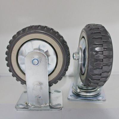 China 4 inch 5 inch 6 inch 8 inch 350 kg zware grey rubber free castor wiel dikte 50 mm Te koop