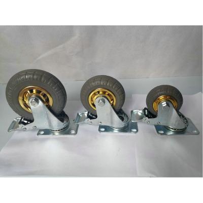 China 100 mm/125 mm/150 mm/200 mm Golden Caster Wheel com mecanismo de travagem e bloqueio à venda
