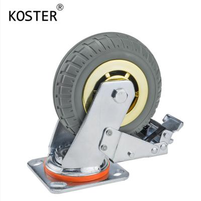 China 100 mm/125 mm/150 mm/200 mm Golden Caster Wheel com mecanismo de travagem e bloqueio à venda