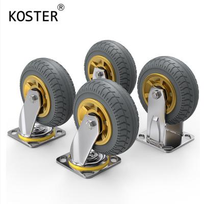 China 100 mm/125 mm/150 mm/200 mm Golden Caster Wheel com mecanismo de travagem e bloqueio à venda
