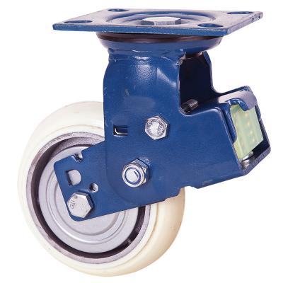 China 6 inch PU Iron Caster Polyurethane Castor Machinery Spiral Castors Schokabsorptie Vaste casters Te koop