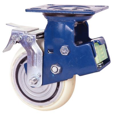China 6 inch PU Iron Caster Polyurethane Castor Machinery Spiral Castors Schokabsorptie Vaste casters Te koop