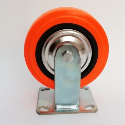 Cina Ruote per carrelli industriali ruote a rotaia in PU ruota a rotaia in poliuretano 4-8 pollici ruota arancione con freno in vendita