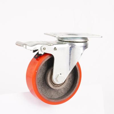 Cina 3.5 pollici rotante ruota di PU con freno e 103mm/128mm/155mm altezza di installazione in vendita