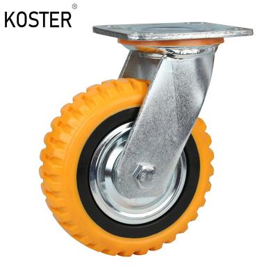 China Roda de Castor Industrial Naranja Roda de Castor PU de trabajo pesado con freno superior Pago inicial en venta