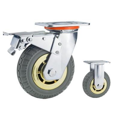 Cina 300kg Heavy Duty Golden Caster Wheel con freno e resistente 4 pollici/5 pollici/6 pollici/8 pollici in vendita