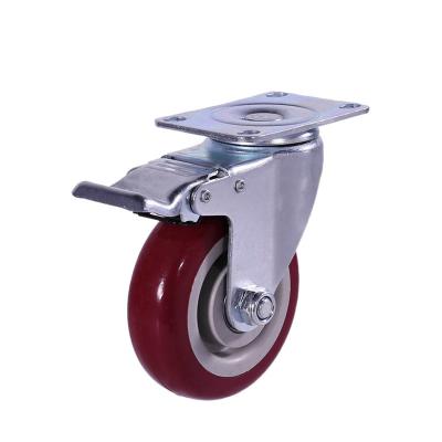 Cina 3 pollici 4 pollici 5 pollici PVC rosso Industria Medium Duty Caster Wheels in vendita