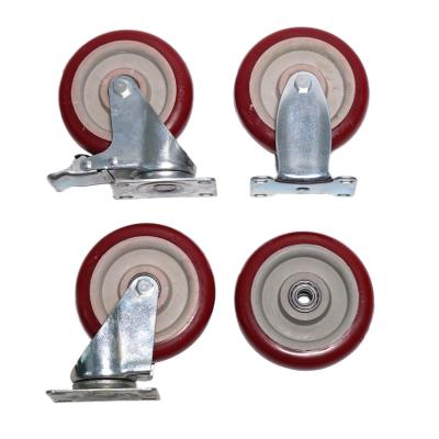 Cina 3 pollici 4 pollici 5 pollici PVC rosso Industria Medium Duty Caster Wheels in vendita