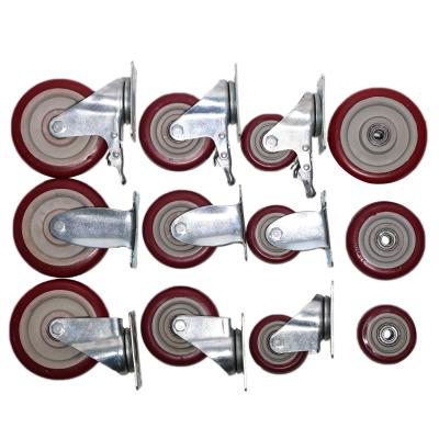 Cina 3 pollici 4 pollici 5 pollici PVC rosso Industria Medium Duty Caster Wheels in vendita