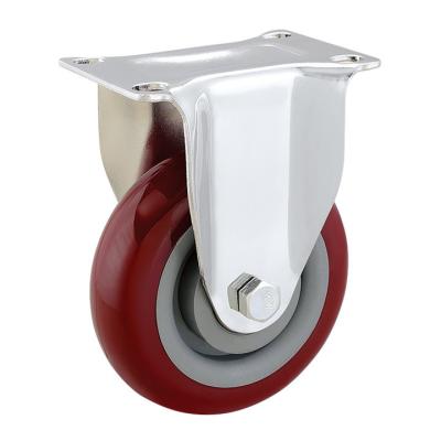 China 100 kg zinkgeplatte 5 inch draaiplaten op rode PVC polyurethaan wielen Te koop