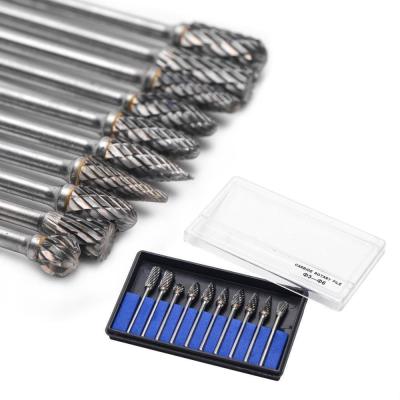 Cina 6 mm di diametro doppio taglio rotativo di carburo di tungsteno rotante con 3 mm di muscolo di denti a scia blu di rivestimento di vernice di carburo in vendita