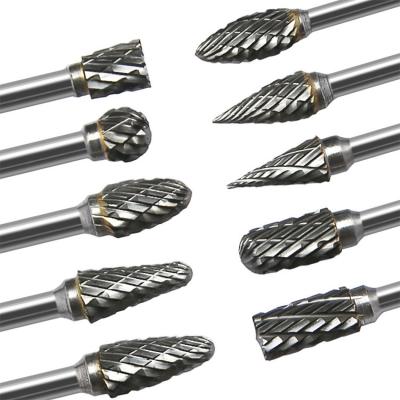 Cina 10PCS Carbide Burrs Set 1/4 pollice Tungstanio Burrs con 6mm Stanga per taglio file di denti in vendita