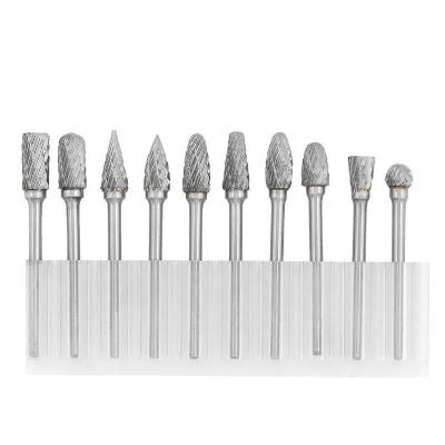 China 10PCS Dremel 3*3mm Solid Tungsténio Carbide Ficha Rotativa Burr Set com padrão Bidentate à venda