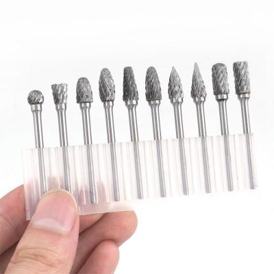 China 10PCS Dremel 3*3mm Solid Tungsténio Carbide Ficha Rotativa Burr Set com padrão Bidentate à venda
