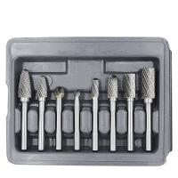 China 8PCS 3mm 6mm Shank Diameter Bidentate Pattern Wood Drilling Titanium Coated Burrs Set for sale