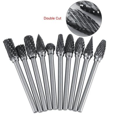 Cina 10PCS 6X10mm Carbide Rotary Carving Burrs Set per la macina utensili CNC in 1/4 