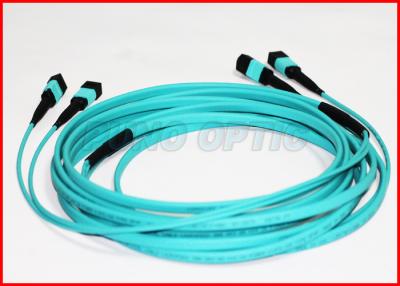 China OM3 Fiber Optic  Breakout Aqua Ribbon Cable MTP to MTP Multimode 24 Cores 5.0mm for sale
